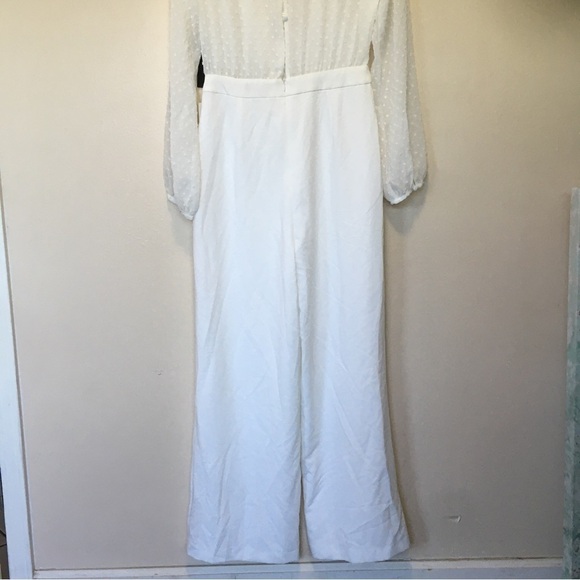 Lulus | Pants & Jumpsuits | Lulus Jumpsuit Clareese White Swiss Dot ...